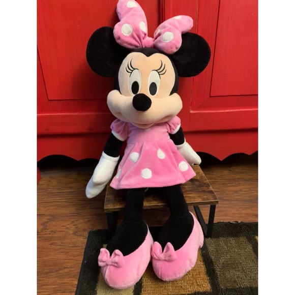 Disney | Toys | Disney Minnie Mouse Plush Pink Polka Dot Dress Stuffed ...